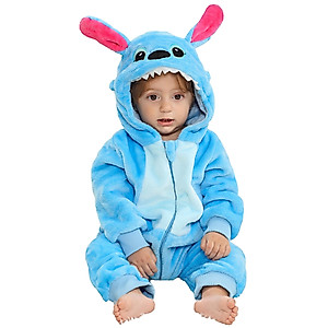 CLOHO Unisex Baby Flannel Romper Animal Onesie Pajamas Costume Hooded Cartoon Outfit Suit