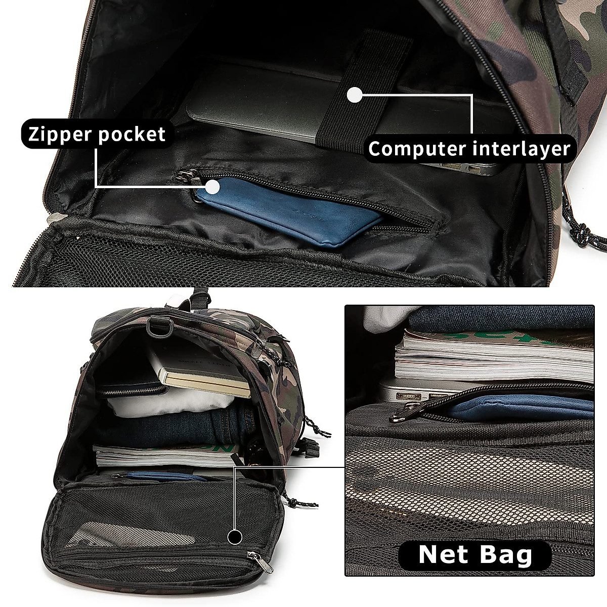 FUNYAGO Outdoor Waterproof Backpack Hiking, Fishing, Camping Large Capacity Multifunctional Backpack, Suitable for Both Men and Women (Camouflage)…