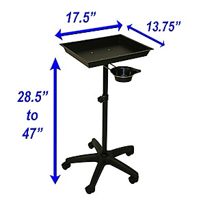 LCL Beauty Black Steel Air Lift All Purpose Tray with Removable Utility Cup