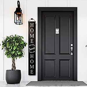 Tall Outdoor Welcome Sign For Front Door, 2 Sided 5 ft Black Welcome Sign, Wooden Tall Welcome Sign For Front Porch, Farmhouse Welcome Porch Sign Wood Vertical Decor, Home Sweet Home Sign Porch Decor