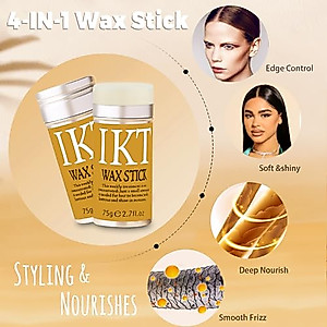 VOLLUCK Hair Wax Stick for Wigs, Edge Control Slick Stick Hair Pomade 2.7Oz Stick Non-greasy Styling Wax, Temporary Hair Styling Product for Edge Frizz Hair Pocket Size
