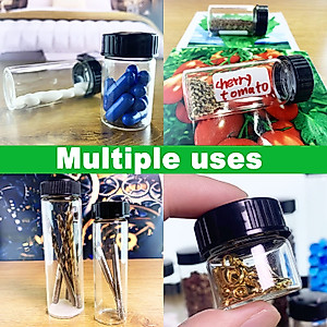 Glass Sample Vials,Wide Mouth Glass Bottle Boro 3.3 with Black Cap for laboratory,reagents bottle,leaf teas, spices,herbs, medication,paint,DIY Craft vials with sticker & Funnel (30mm 40ml 4pcs)