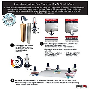 Cleartex Floortex Advantagemat 48-inch x 79-inch Rectangular Chair Mat for Carpets up to 1/4-inch , Vinyl (1120025EV)