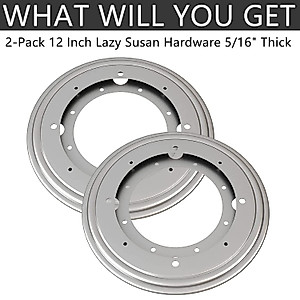 RHBLME 2 Pack Lazy Susan Hardware 12 Inch, 360° Rotating Bearing Plate 5/16" Thick, 1000lbs Heavy Duty Lazy Susan Turntable Swivel Base for Rotating Table Kitchen Cabinet Serving Tray Storage