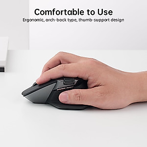 Rapoo MT760L Wireless Bluetooth Mouse, Ergonomic Design, 4 Adjustable DPI, 8 Programmable Buttons, 90 Days Battery Life, Matte Black