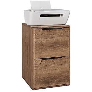 2 Drawer File Cabinet Wood, Pressed Wood File Cabinets for Hanging Letter Size,Vertical Storage Under Desk Filing Cabinet for Home Office,Brown