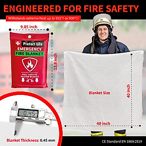 Protect Life Saving Fire Blanket Essential Safety Tools for Home, Workplace, and Travel 2 Pack 40 by 40 inches Fire Retardant Blankets Your First Line of Defense Against Emergencies