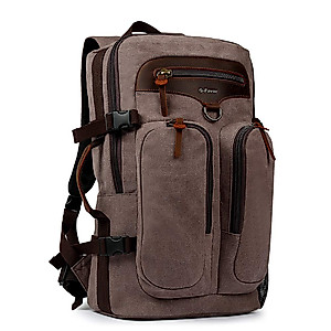 G-FAVOR Travel Laptop Backpack, Vintage Canvas College School Backpack Bookbag for Men & Women Computer Backpack 15.6 inch, Carry on Backpack Luggage Daypack Weekender Duffel Bag