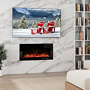 36" Electric Fireplace Inserts Wall Mounted Fireplace with [3D Flame] [Wall Mounted] [Remote Control] for The Living Room Bedroom Indoor, Black