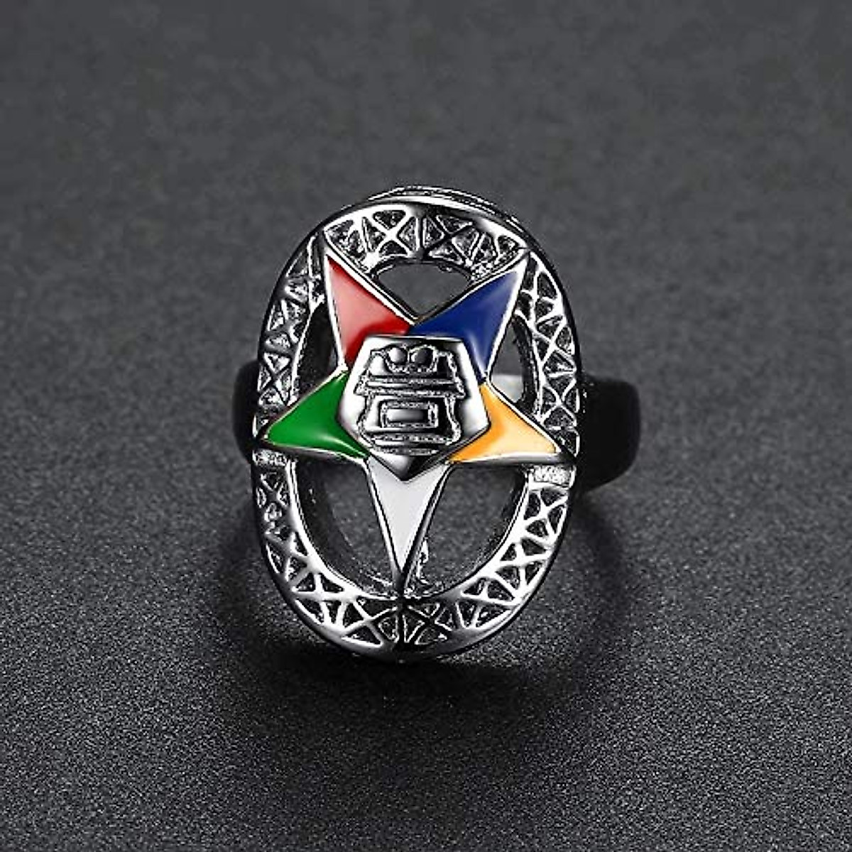Nattaphol Silver Order of The Eastern Star Rings for Women Ladies Party Band Ring Masonic Jewelry for Women OES Rings (6)