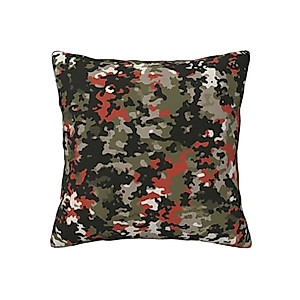 RLDOBOFE Camo Print Throw Pillow Covers Decorative Pillow Cover Square Cushion Cases Soft Cushion Cover Throw Sofa Pillow Case for Home Decor Living Room Bed Couch Car 18"x18"