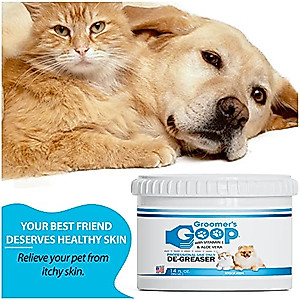 Groomer's GOOP Pet De-Greaser with Vitamin E and Aloe Vera - Degreaser Cream for Dogs, Puppy, Cat, and Kitten - Oil and Stain Remover for Pets Fur and Coat - 14oz (Pack of 1)