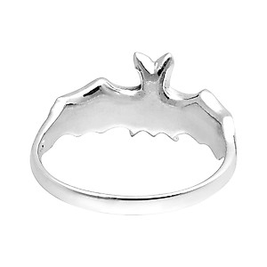 AeraVida Gothic Spooky Nocturnal Bat .925 Sterling Silver Ring | Statement Fashion, Gothic Ring | Casual Jewelry Gift | Size 5