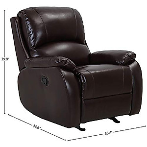 Amazon Brand – Ravenna Home Oakesdale Contemporary Glider Recliner, 35.4"W, Faux Leather, Dark Brown