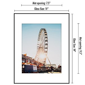 Americanflat Front Loading 11x14 Picture Frame with Shatter-Resistant Glass - Set of 3 - Use as 8x10 Frame with Mat - Metropolitan Collection - Photo Frame for Wall Display - Black