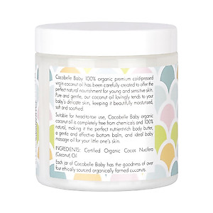 Cocobelle Baby Pure & Gentle Premium 100% Organic Virgin Coconut Oil for Babies – Perfect for Dry Skin, Eczema, Scalp/Cradle Cap, Bottom Balm, Nappy Rash Balm, Sores, Flaky Skin & Baby Massage Oil