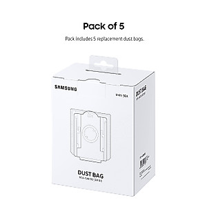 SAMSUNG Clean Station Dust Bags, Pack of 5 Replacement Bags for Jet Stick Cordless Vacuum Cleaners, Hygienic Floor Cleaning Solution, VCA-ADB90/XAA, Grey