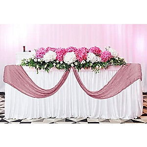 24 Pack Cheesecloth Table Runner 20 x 120 inch Cheese Cloth Table Runner Bulk,Romantic Boho Sheer Gauze Fabric Table Runners for Wedding Reception,Party,Bridal Shower Table Decor(Dusty Rose)