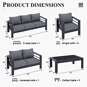 VONZOY Aluminum Patio Furniture Set, 10 Piece Metal Outdoor Furniture Set, Patio Furniture Set with Waterproof Covers for Backyard Garden（Grey）