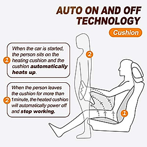 OLYDON Heated Seat Cushion with Pressure-Sensitive Switch and Overheat Protection Thermostat, with Power Adapter, Heating Pad for Office Chair, Home Etc.
