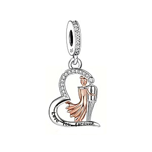 Love You Forever Heart Dangle Charm Sterling Silver Couple Charm Christmas Birthday Gift, Charm For Bracelet and Necklace…