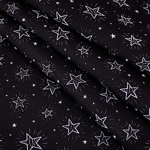 AHANDMAKER White Stars Upholstery Fabric by The Yard, Night Sky Fabric, Star Night Sky Concept Astronomy Decorative Fabric for Clothing Accessories, DIY Art Craft, 1.12 Yard, Black