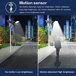 TENKOO LED Solar Street Light Outdoor - 20000LM 400W Motion Sensor Lamp Waterproof IP66 Security Powered for Dusk Dawn Court and Parking Lot Solares Flood Lights Commercial Streetlighteet