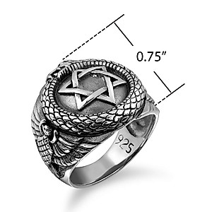 WithLoveSilver 925 Sterling Silver Celtic Snake Serpent Star of David Raven Ring (9)
