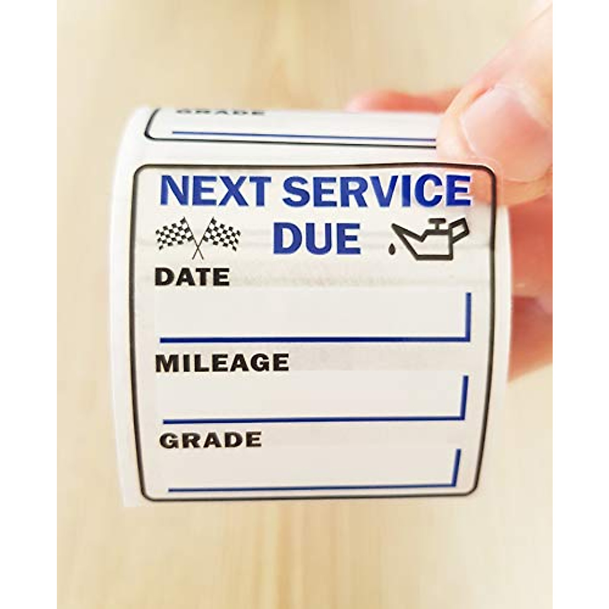 Oil Change Stickers 250 Pcs Per Roll-Service Reminder Stickers-2 inches x 2 inches Premium Clear Stock-Windshield Stickers-Checkered Flag- Peel & Write and Stick with No Residue Car Sticker