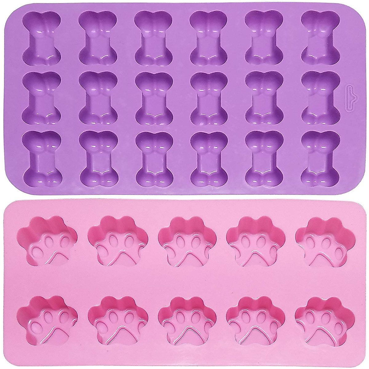 Silicone Molds Puppy Dog Paw and Bone Mold for Dog Treats, Homemade Non-Stick Food Grade, Chocolate, Candy, Jelly, Ice Cube Mold, Cupcake Baking Mould, Muffin pan Cookie Cutters Set