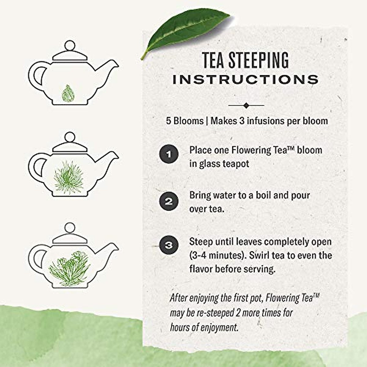 Numi Organic Tea Dancing Leaves Flowering Tea Gift Set, 5 Tea Blossoms with 16 Ounce Glass Teapot (Packaging May Vary)