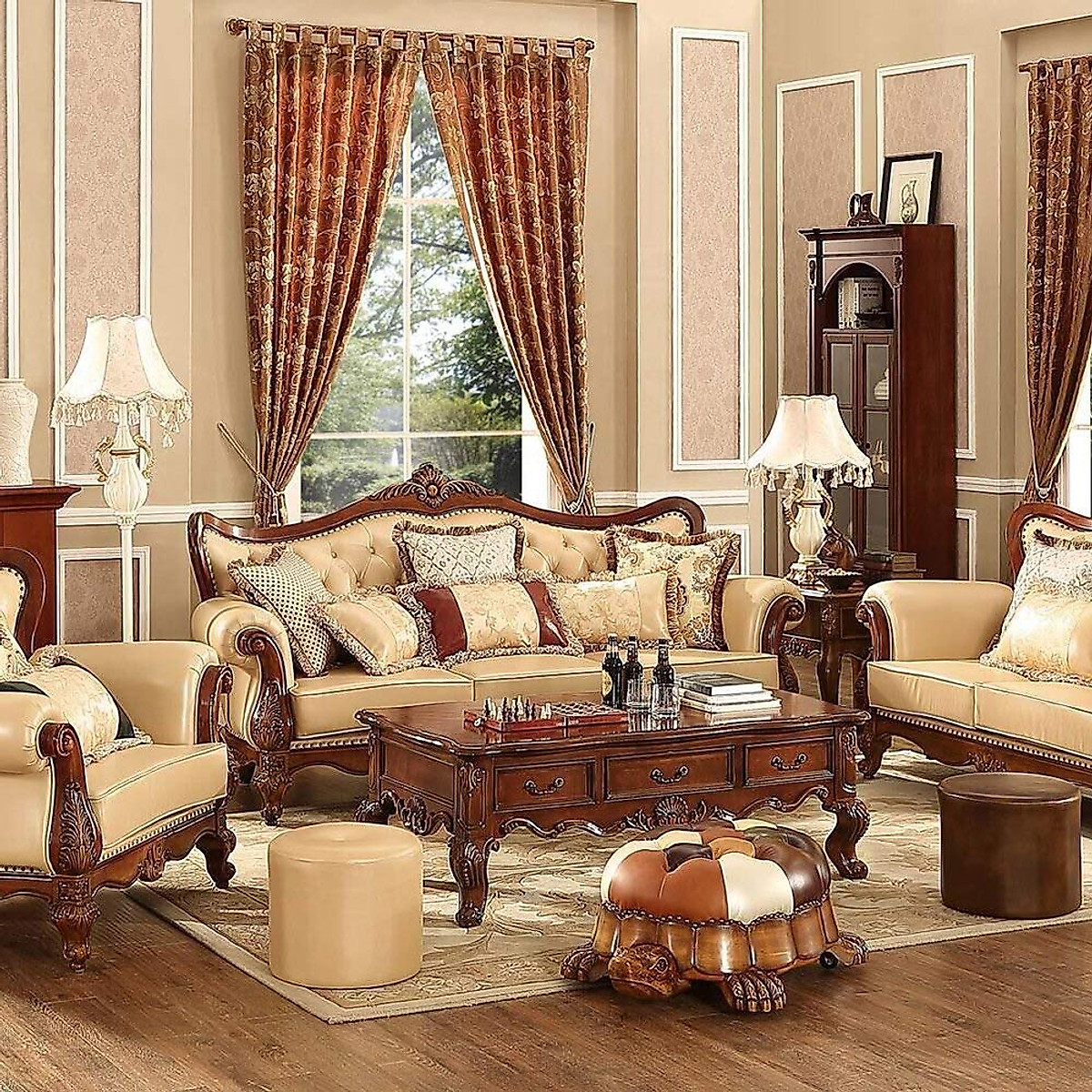 Vintage CYYTLFSD Wood Ottoman Footstool with Wheels