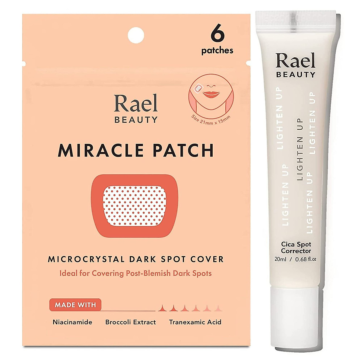 Rael Bundle - Microcrystal Dark Spot Cover (6 Count), Cica Spot Corrector Cream (.68oz, 20ml)