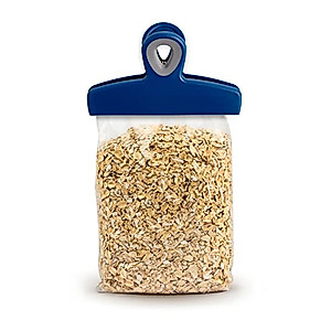 HIC Kitchen Large Heavy-Duty Clips, Soft-Grip Handles, Set of 2 Clips, 1 each Navy and Grey