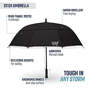 Weatherman Umbrella - Stick Umbrella - Windproof Umbrella Resists Up to 55 MPH Winds - (Sage)