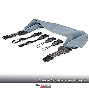 Sugelary Camera Shoulder Neck Strap, Vintage Fabric Satin Scarf Camera Strap for All DSLR Camera Nikon Canon Sony Pentax (Grey)