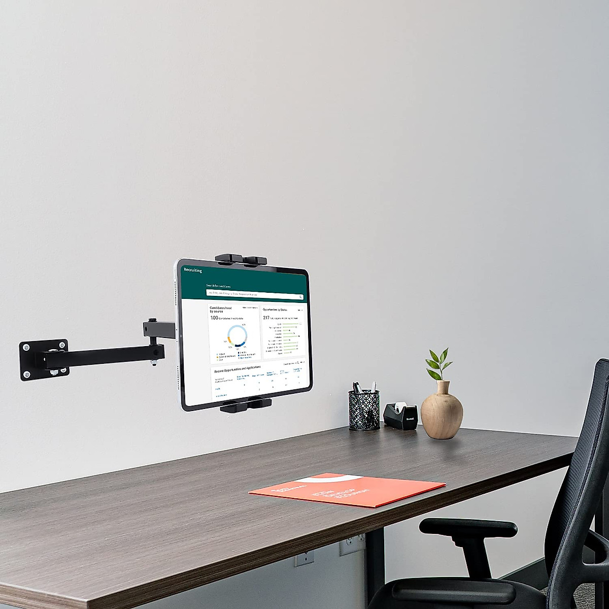 Mippko Foldable Tablet Wall Mount Holder,Multiple Angles Adjustment Extendable Articulating Aluminum Alloy Mount for 7~12.9 inch Tablets iPad/Nexus/LG G Pads/e-Reader/Switch