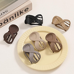 6 Packs Flat Hair Clips, French Concord Hair Clips, Lay Down Claw Clips for Women Girls, Medium Banana Hair Clips for Thin Short Hair, 3.35 Inch Strong Hold Hair Barrettes for Styling Sectioning