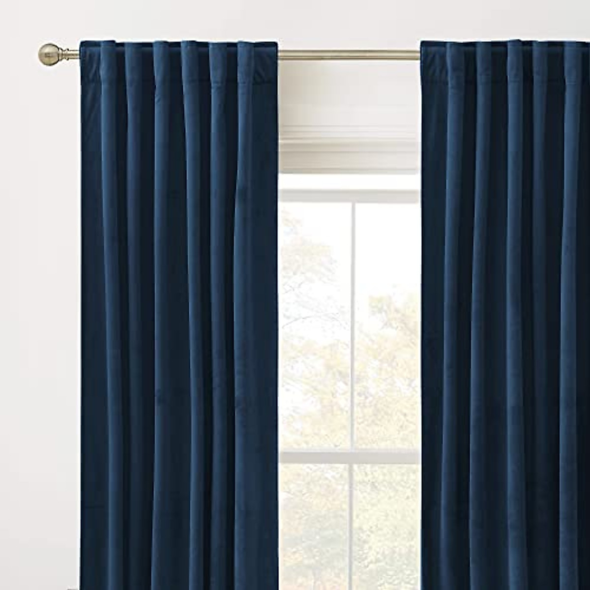 RYB HOME Blue Velvet Curtains 84 inches- Blackout Curtains for Living Room, Thermal Insulated Noise Reducing Panels Soft Luxury Window Decor for Kids Bedroom, Navy Blue, W52 x L84 inches, 2 Panels