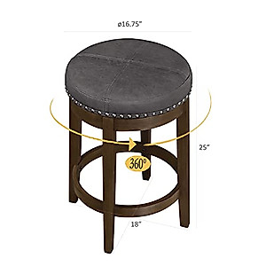 Ball & Cast Swivel Counter Stool Kitchen Bar Stools 25" H Backless Stool Chair, Grey Faux Leather