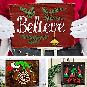 Christmas Stencils for Painting on Wood – Large Christmas Stencil Set includes Gnome & Snowflakes - DIY Holiday Stencils Reusable for Crafts, Signs, Canvas, Windows, Cookies & Templates