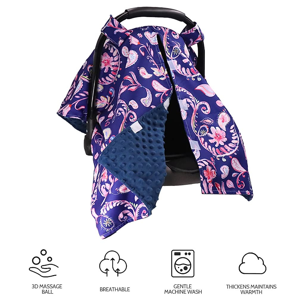 Baby Car Seat Covers, Floral Peekaboo Opening Infant Carseat Canopy for Boys Girls, Newborn Minky Carseat Canopy, Mom Nursing Breastfeeding Covers