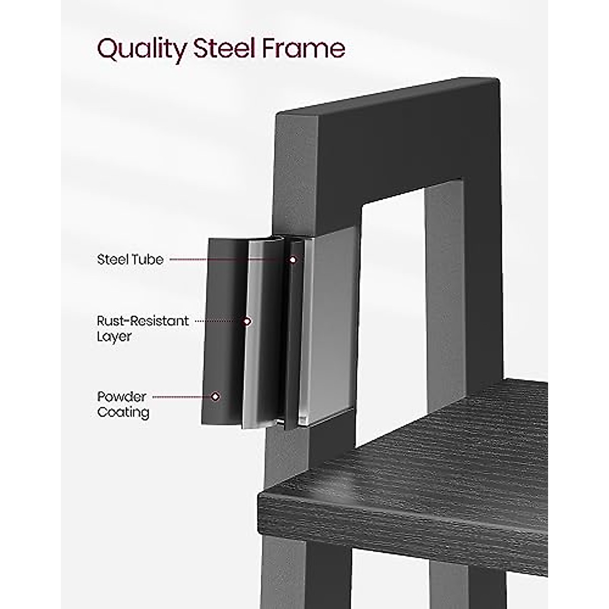 VASAGLE Ladder Shelf, 5-Tier Bookshelf, Storage Rack, Bookcase with Steel Frame, for Living Room Home Office, Kitchen, Bedroom, Industrial Style, Ebony Black + Black