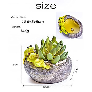 Novelty Cute Couple Frog Flowerpot with Drainer Garden Flowerpot Resin Succulent Potted Bonsai Plant Stand Home Desk Mini Ornaments Without Plants