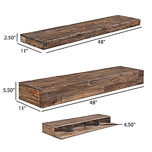 northbeam Distressed Floating Shelf Set with Hidden Storage (3 Pcs)