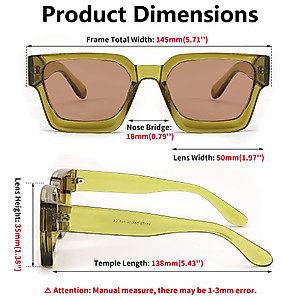 FEISEDY Retro 90s Square Sunglasses for Women Men Trendy Chunky Rectangle Sunglasses UV400 Protection B2385