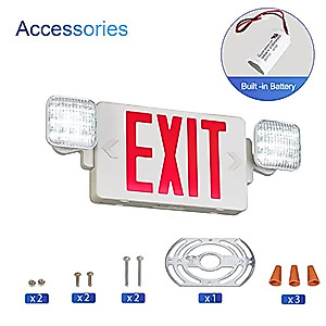 TANLUX Red Exit Sign with Emergency Lights, LED Emergency Exit Light with Battery Backup, UL Listed, AC 120/277V, Commercial Emergency Lights Combo for Business - 6 Pack