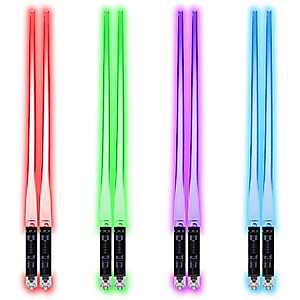 Windy City Novelties Light-Up Chopsticks Lightsaber Design Perfect for Sushi Lovers, Star Wars Fans, Kids and Adults (4 Pair)