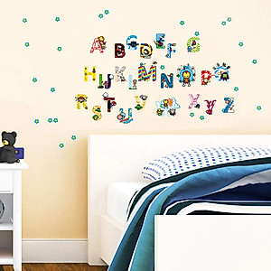 ufengke Alphabet ABC and Superheroes Wall Stickers Stars Letters Wall Decals Wall Decor for Kids Bedroom Nursery