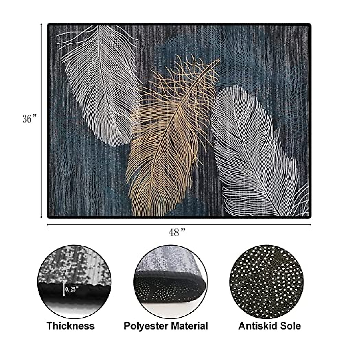 YEXEXINM 36 X48 Chair Mat for Hardwood Floor, Anti-Slip Desk Chair Mat, Chair Rugs Floor Protectors Mat, Desk Chair Mat color 48inchx36inch FHD013 FHD013